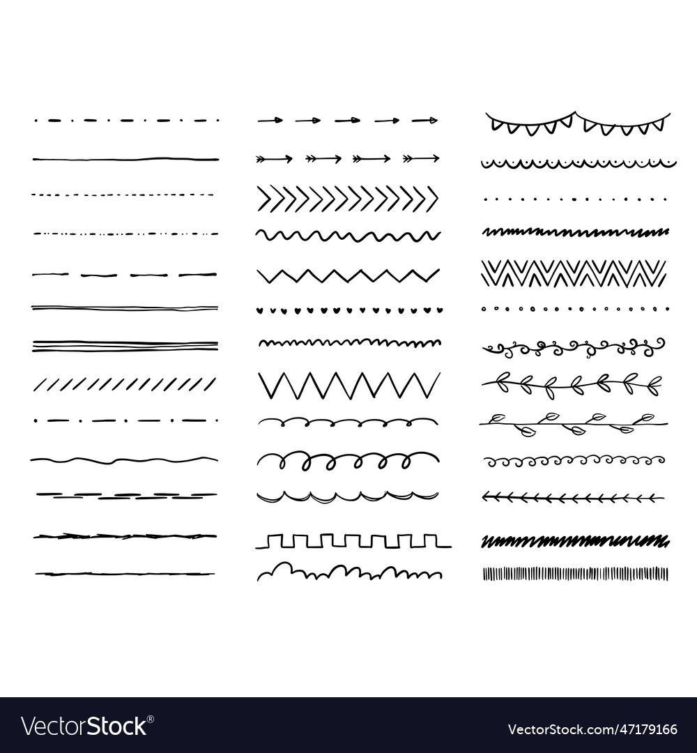 Set Of Hand Drawn Line Strokes Elements Royalty Free Vector