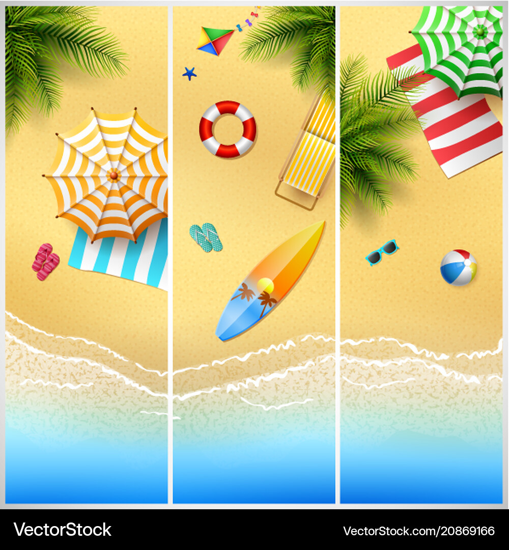 Set of three tropical beach Royalty Free Vector Image