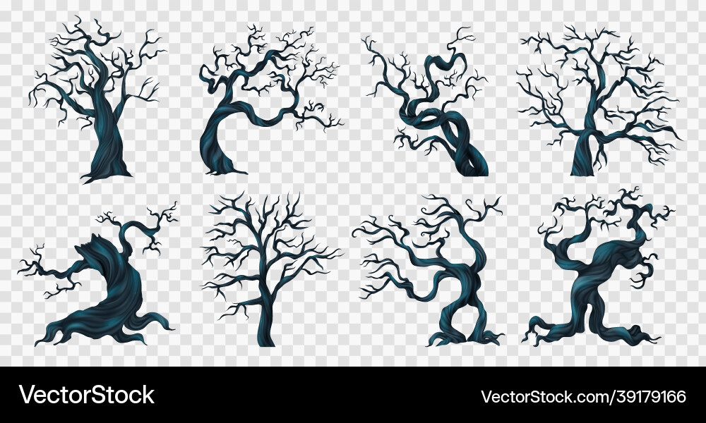 Spooky trees transparent set Royalty Free Vector Image