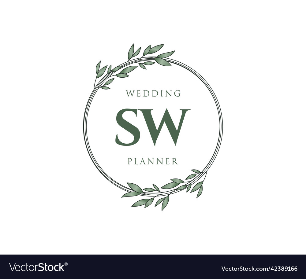 Sw initials letter wedding monogram logos Vector Image