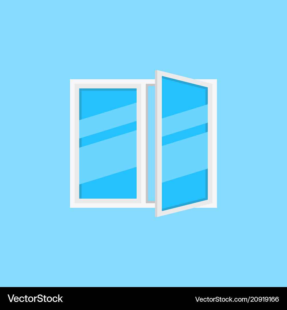 Window with blue glass sign or icon Royalty Free Vector