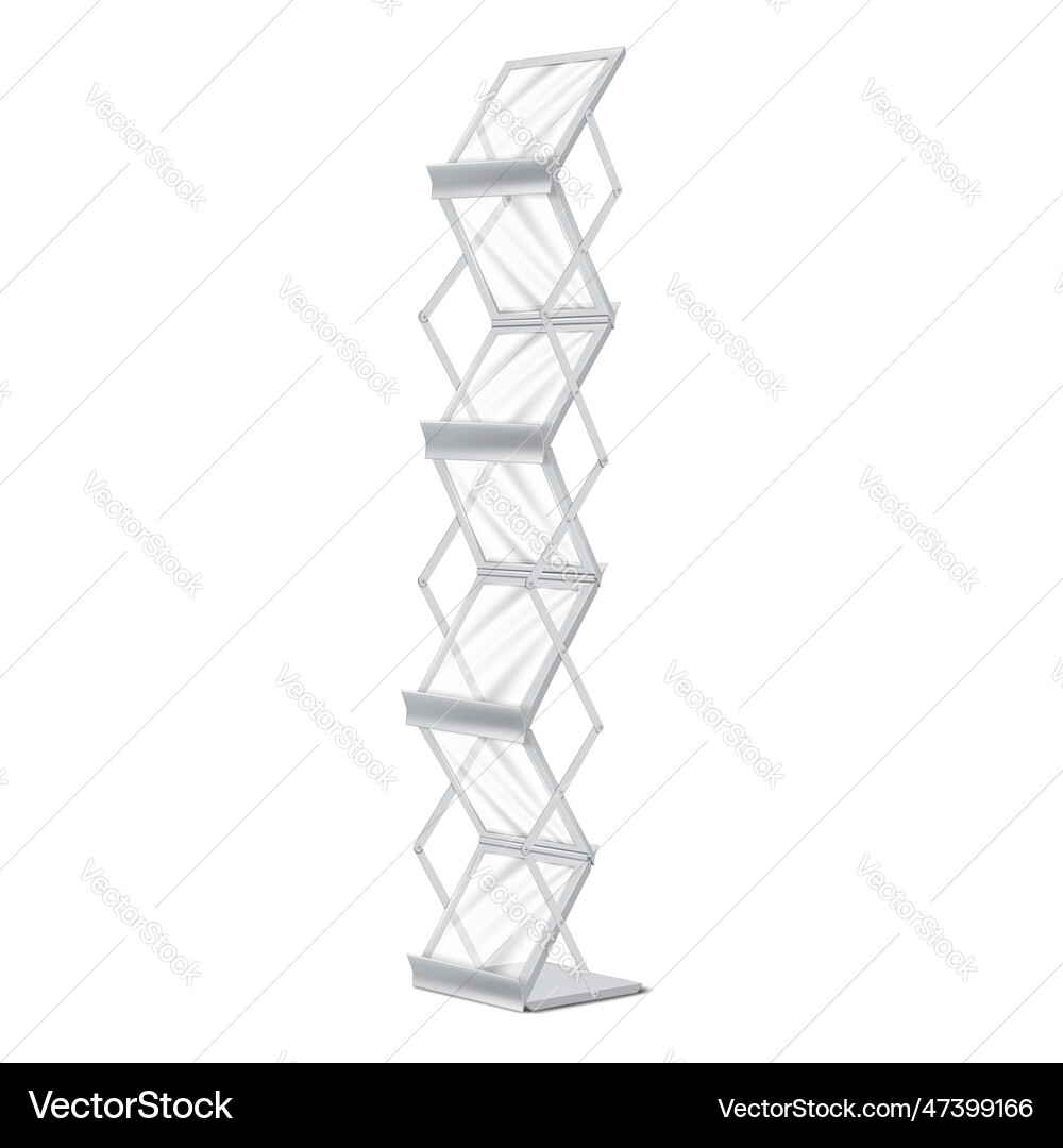 Zig zag display stand with clear shelves mockup Vector Image
