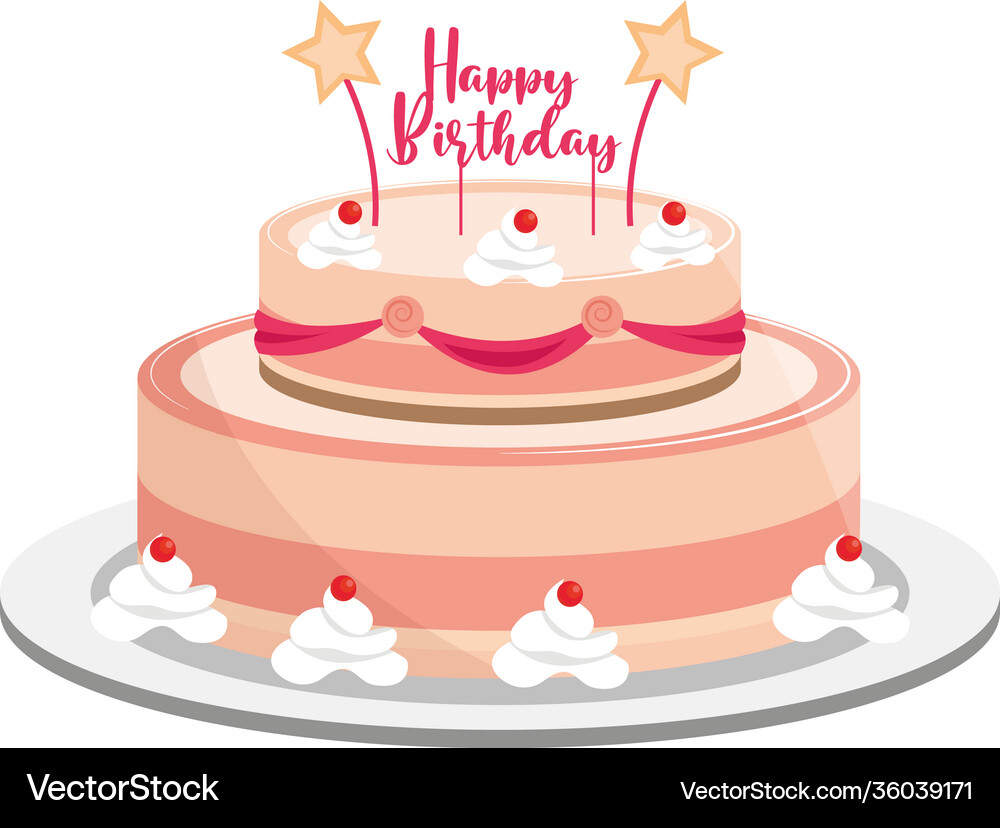 Birthday cake party celebration event Royalty Free Vector