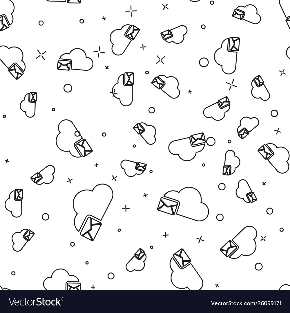 Black cloud mail server icon isolated seamless Vector Image Black cloud mail server icon isolated seamless Vector Image