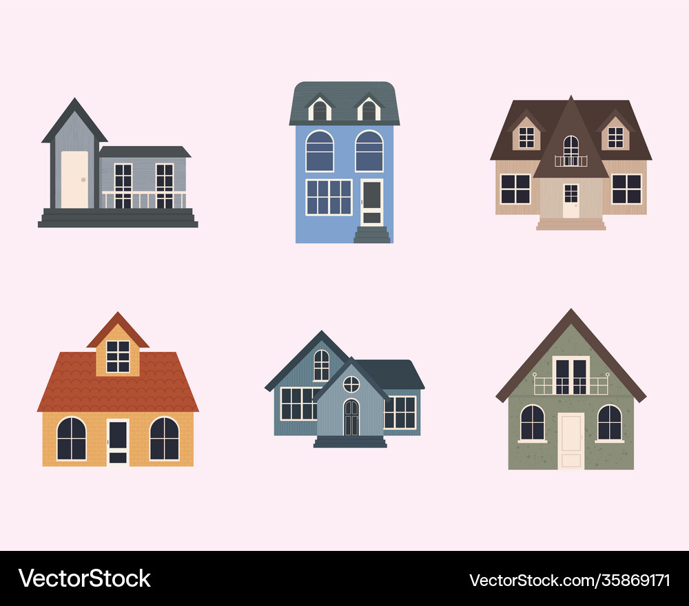 Colorful classic houses design Royalty Free Vector Image