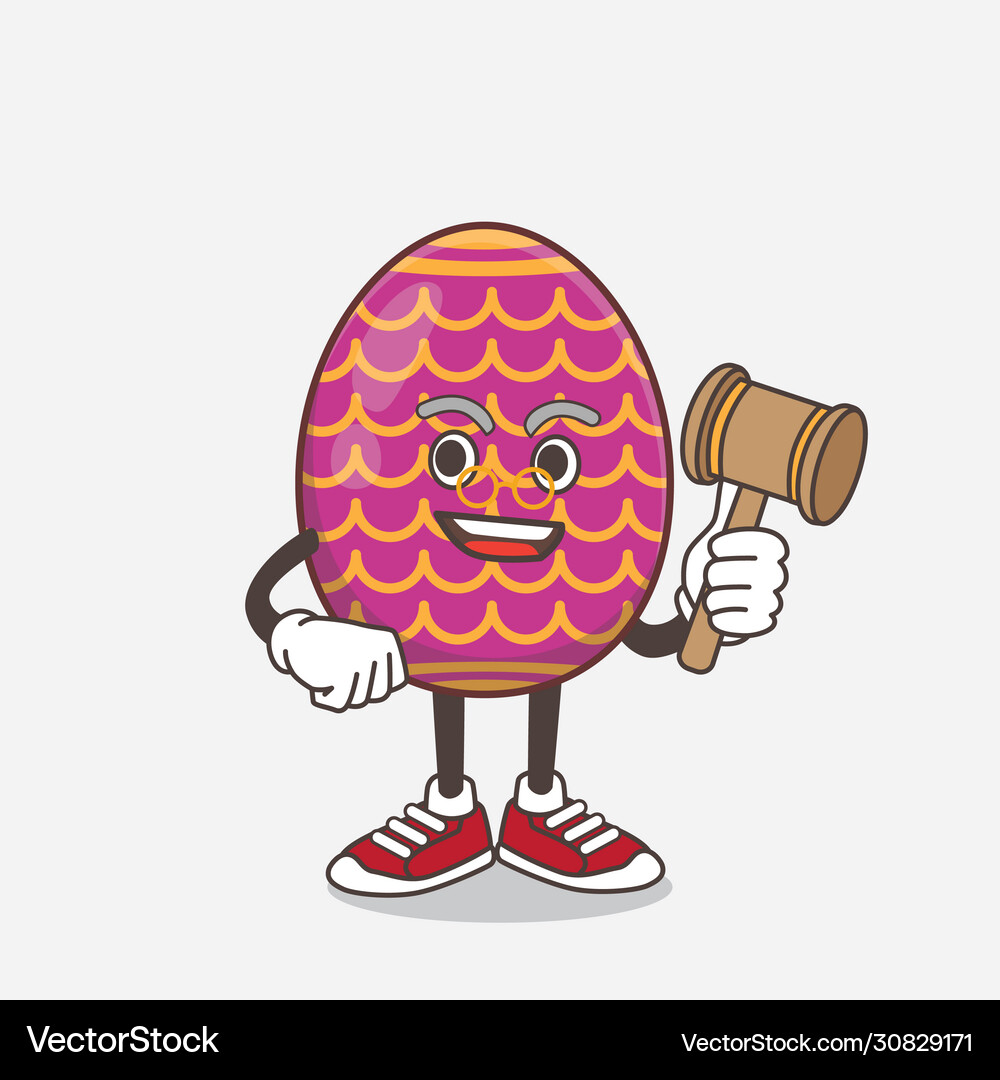Easter egg cartoon mascot character as wise judge Vector Image