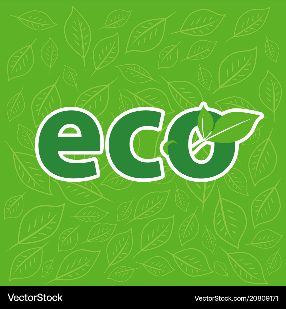 Label eco in green background sticker Royalty Free Vector