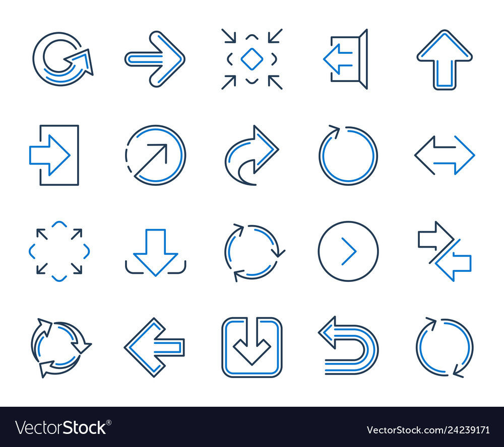 Linear arrow icons download synchronize Royalty Free Vector