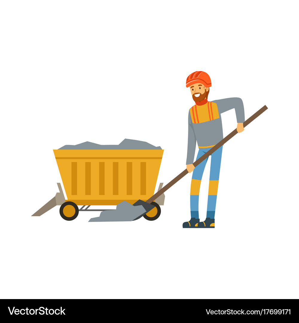 Male miner in uniform working in mine Royalty Free Vector