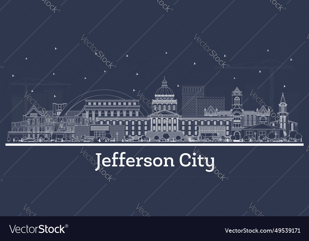 Outline jefferson city missouri skyline Royalty Free Vector