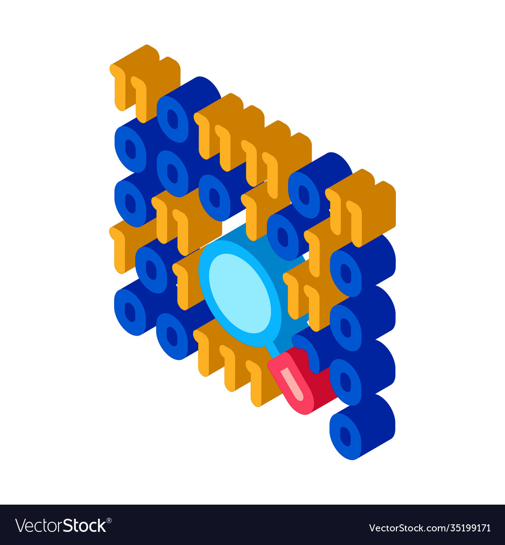 Research binary code isometric icon Royalty Free Vector