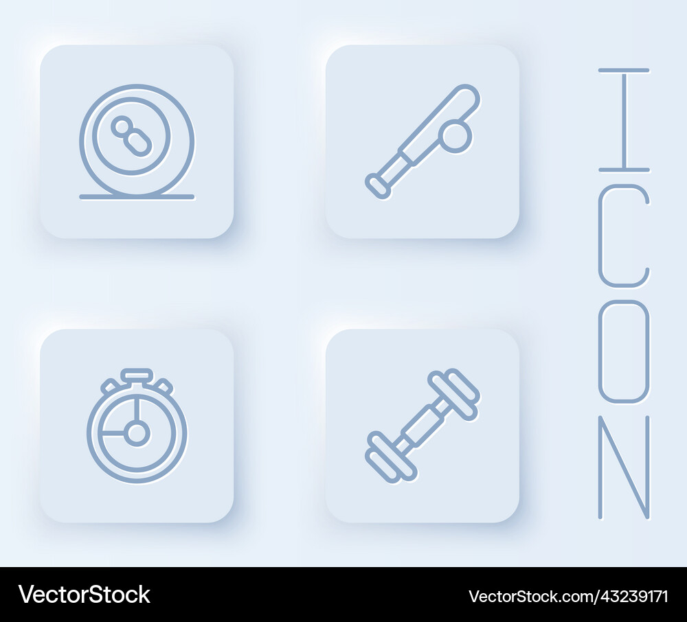 Set line billiard pool snooker ball baseball bat Vector Image