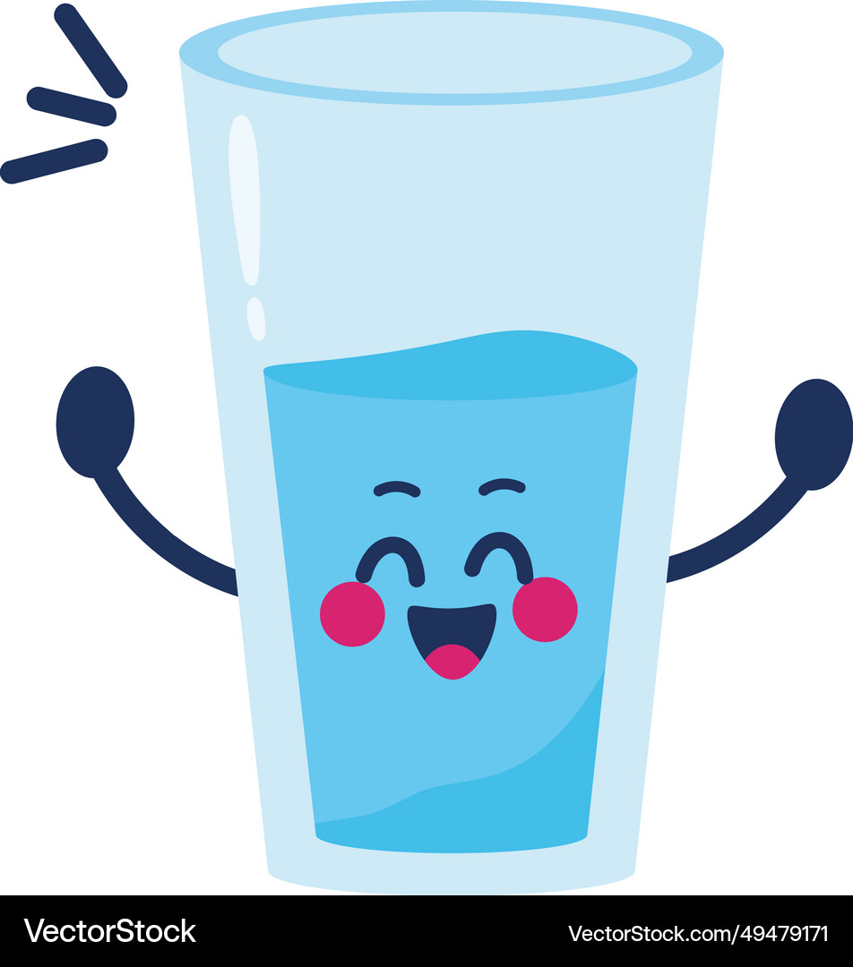 Water day glass cartoon Royalty Free Vector Image