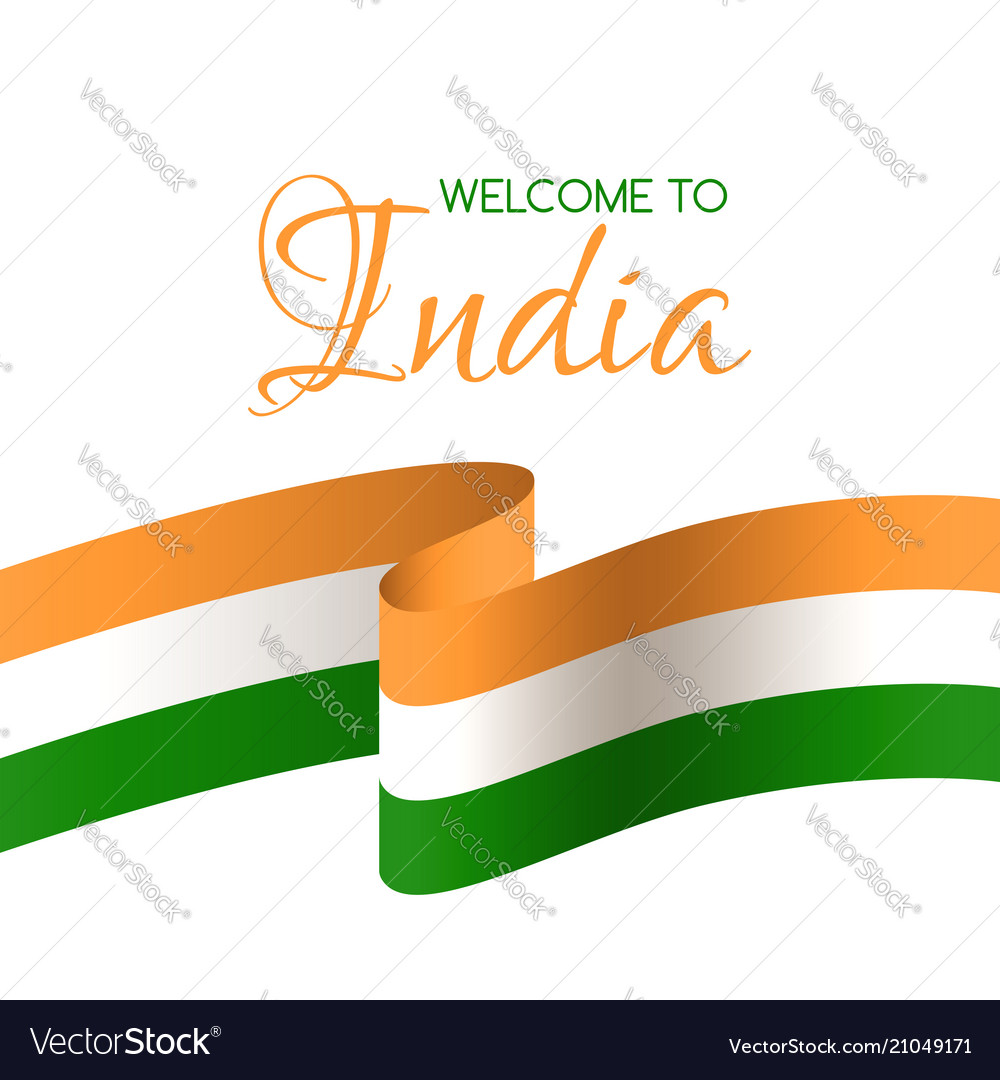 Welcome To India Card With National Flag Of India Vector Image welcome-to-india-card-with-national-flag-of-india-vector-image