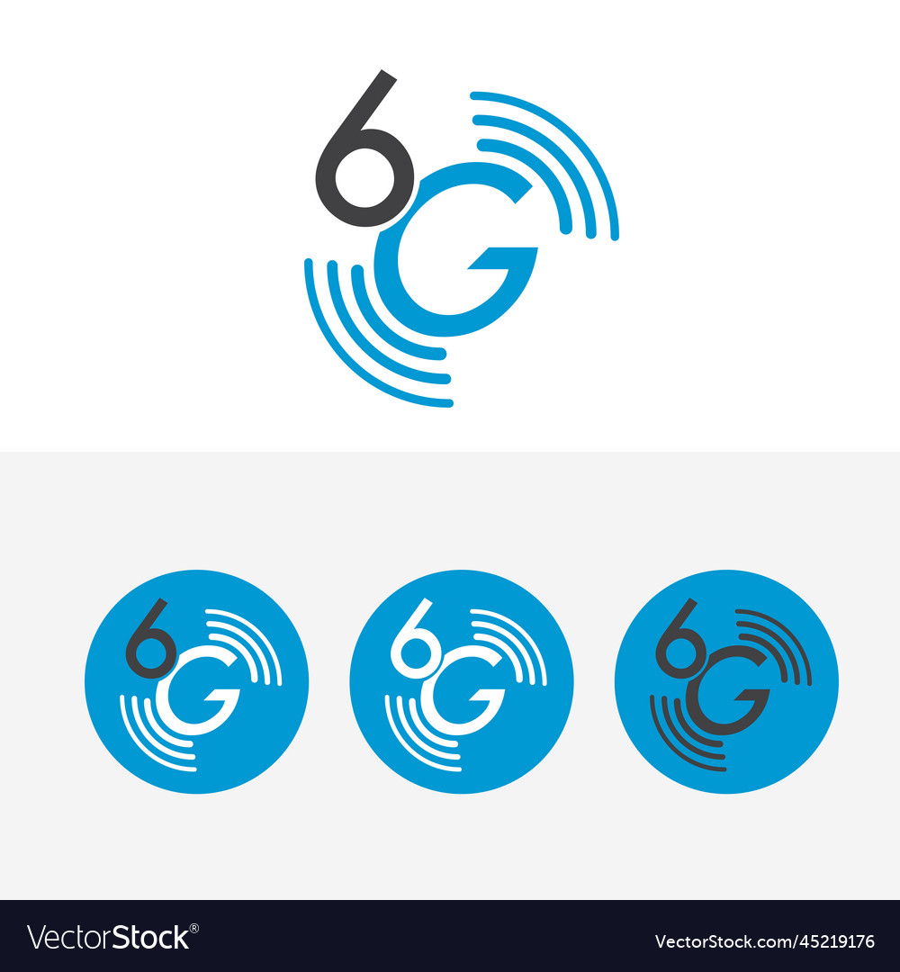 6g logo network connection flat design symbol Vector Image