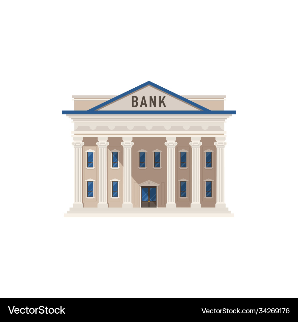 Bank building isolated on white background Vector Image
