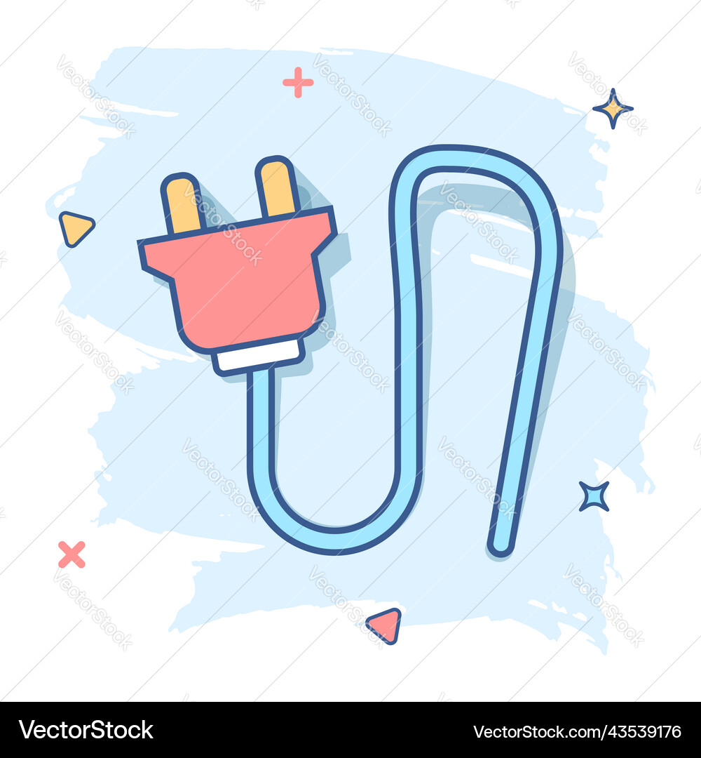 Cartoon electric plug sign icon in comic style Vector Image