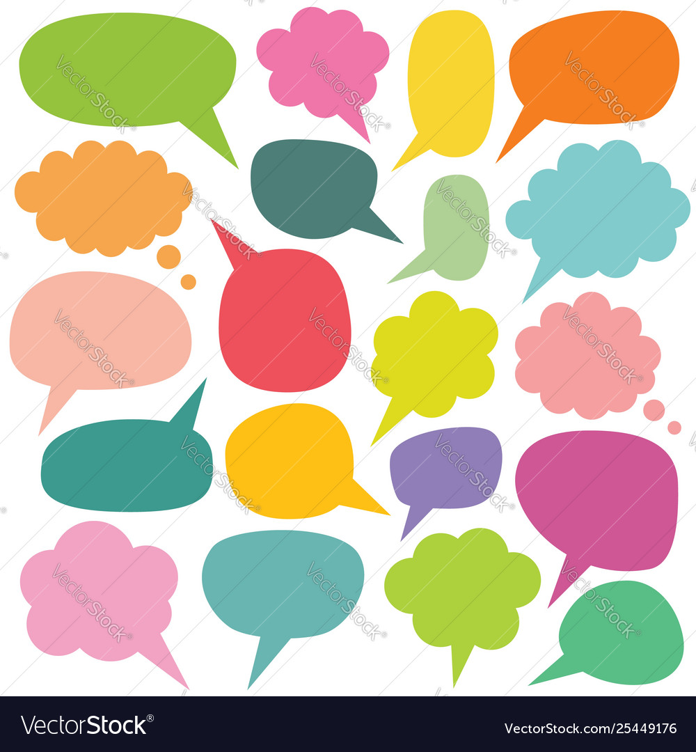 Colorful speech and thought bubbles set Royalty Free Vector
