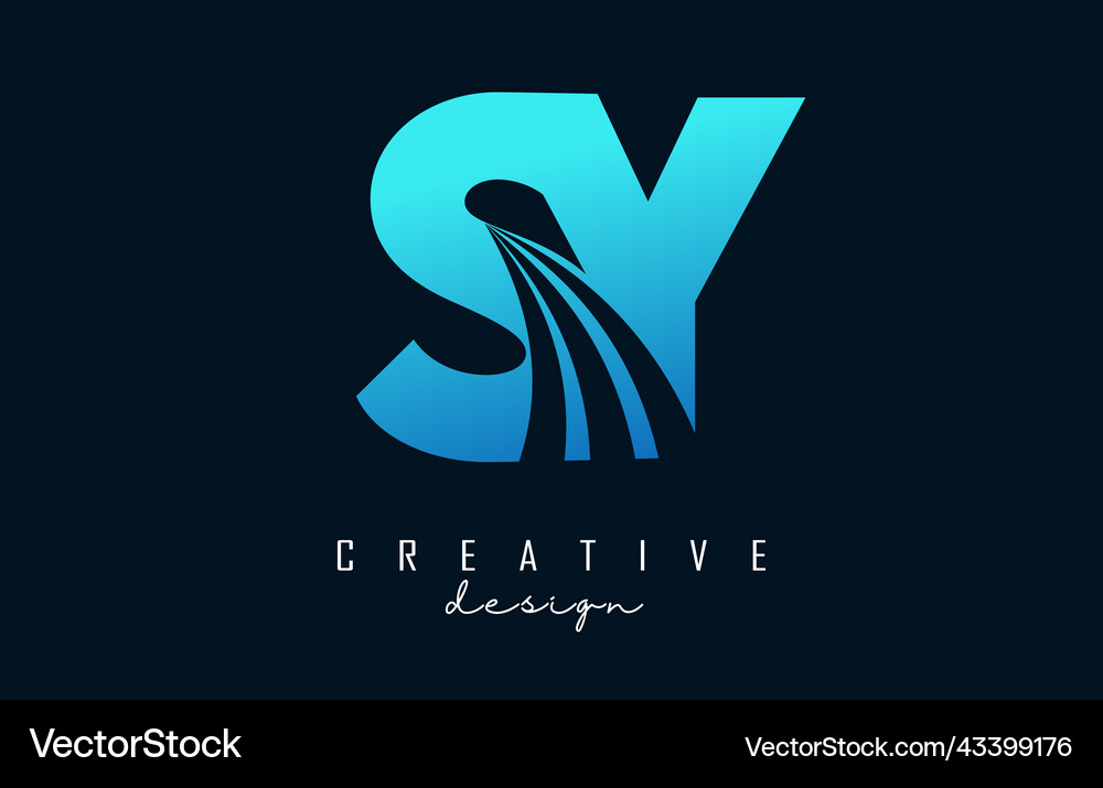 Creative blue letters sy s y logo with leading Vector Image
