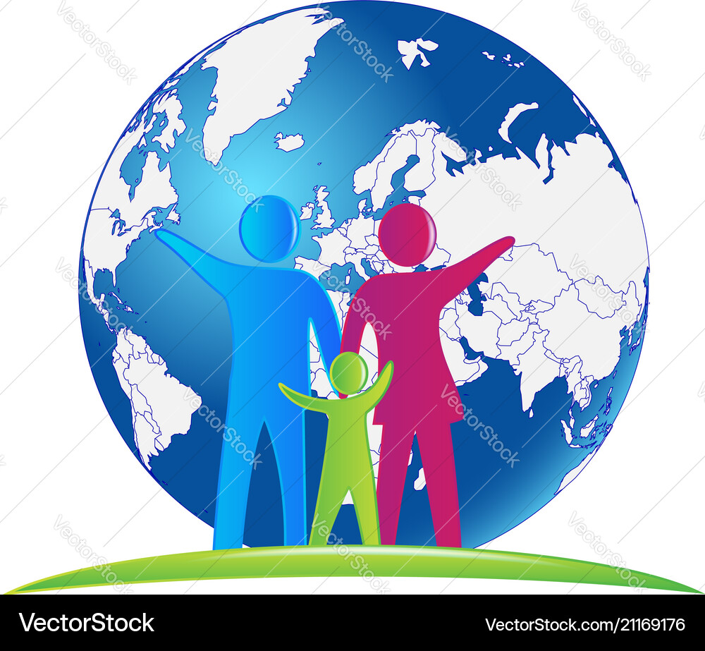Family Earth Care Logo Royalty Free Vector Image