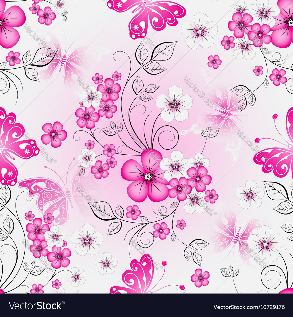 Floral effortless spring pattern with flowers Vector Image
