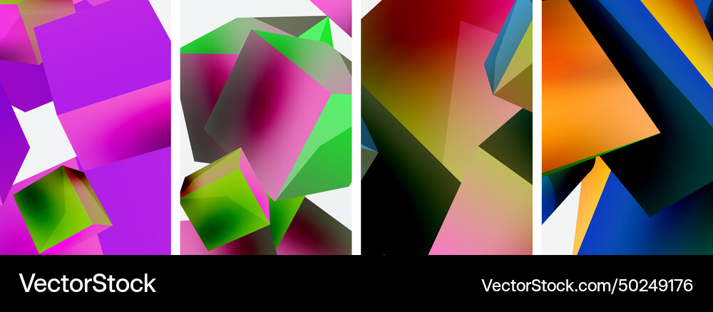Flying 3d shapes cubes and other geometric Vector Image