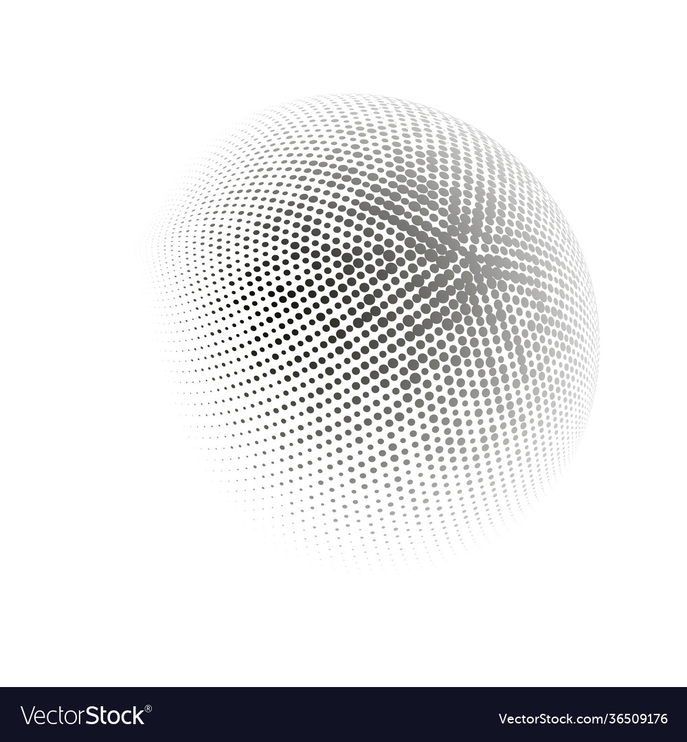 Halftone sphere dotted circle Royalty Free Vector Image