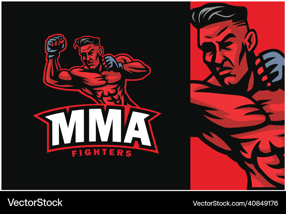 Mma ufc boxing fighter logo design Royalty Free Vector Image
