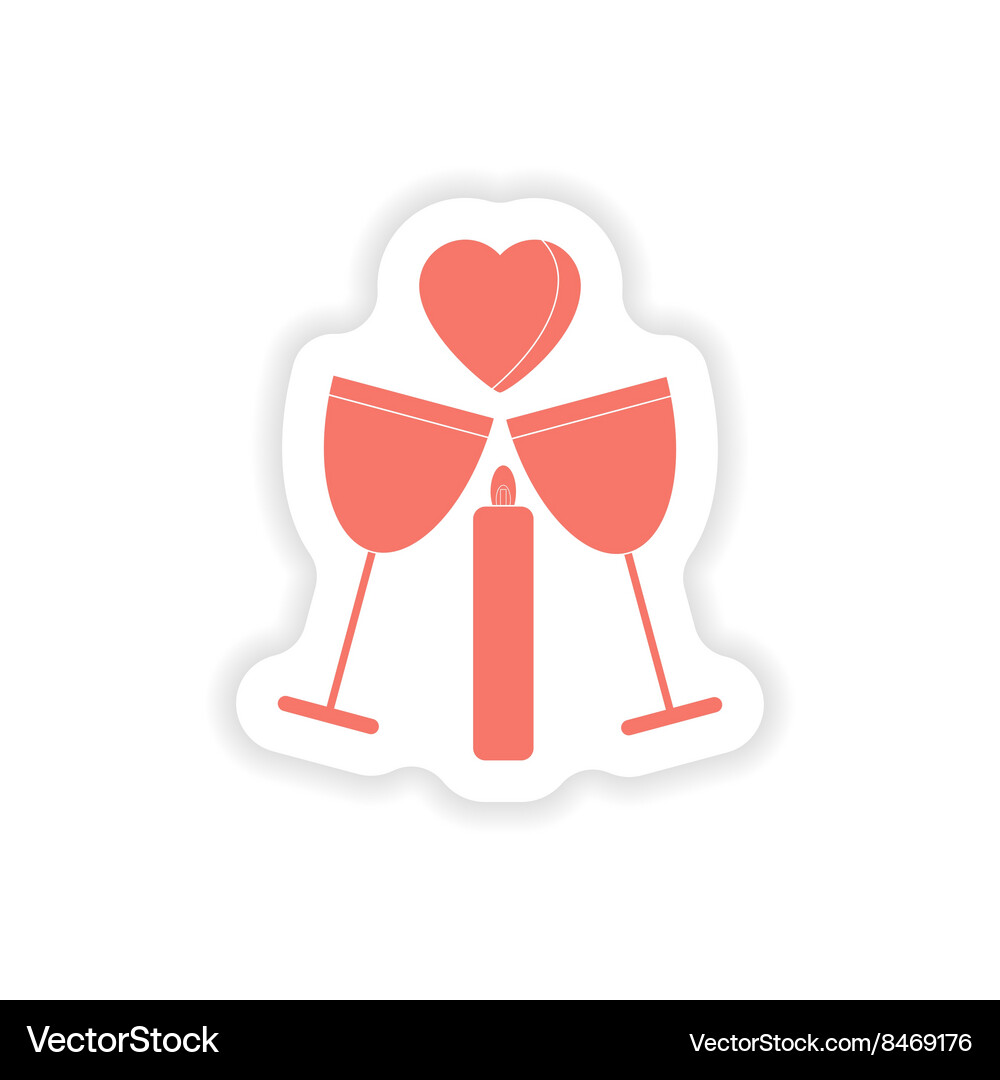 Paper sticker on white background glasses wine Vector Image