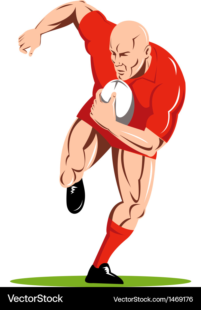 Rugby player running with the ball Royalty Free Vector Image