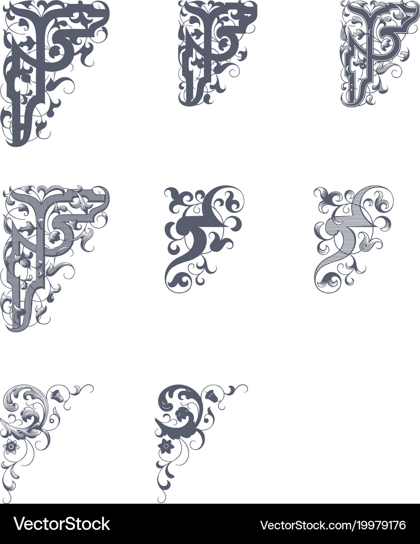 Set of decorative corner ornaments Royalty Free Vector Image