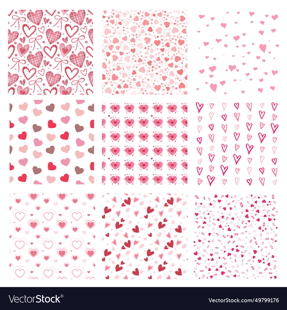 Set of seamless patterns for valentines day Vector Image