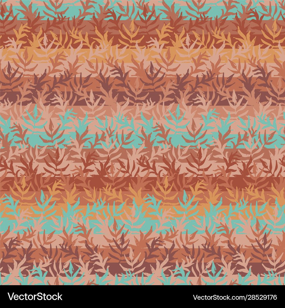 Striped pattern background with copper leaves Vector Image