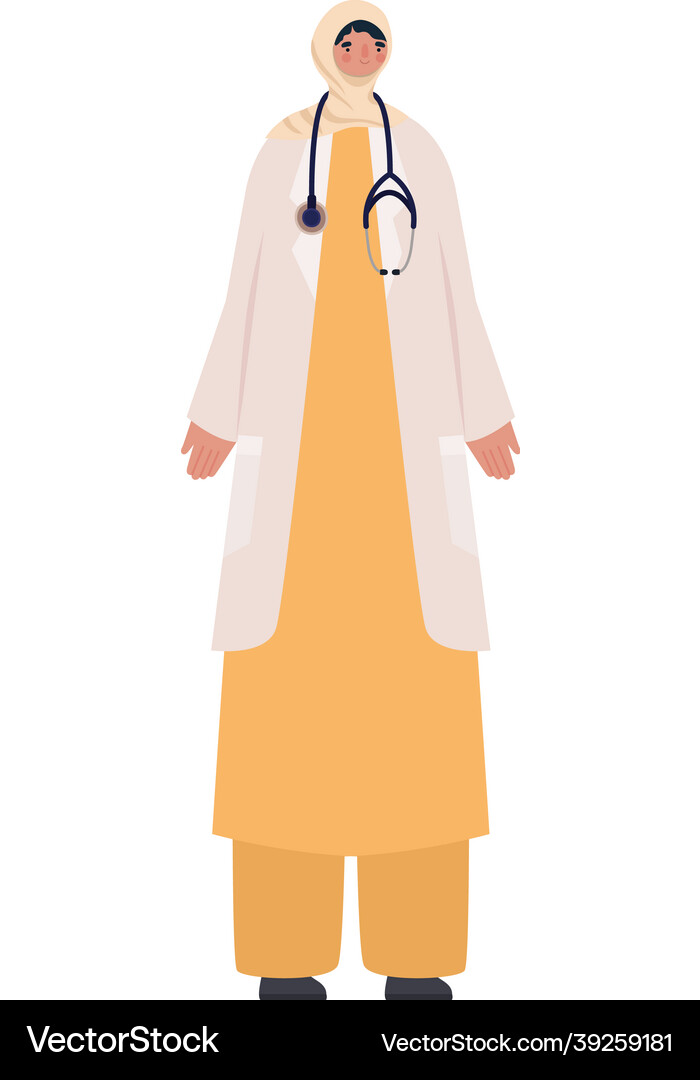 Arab woman doctor Royalty Free Vector Image - VectorStock