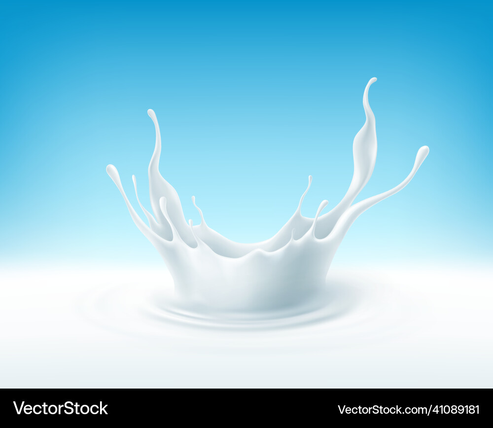Crown splash of liquid cream realistic 3d render Vector Image