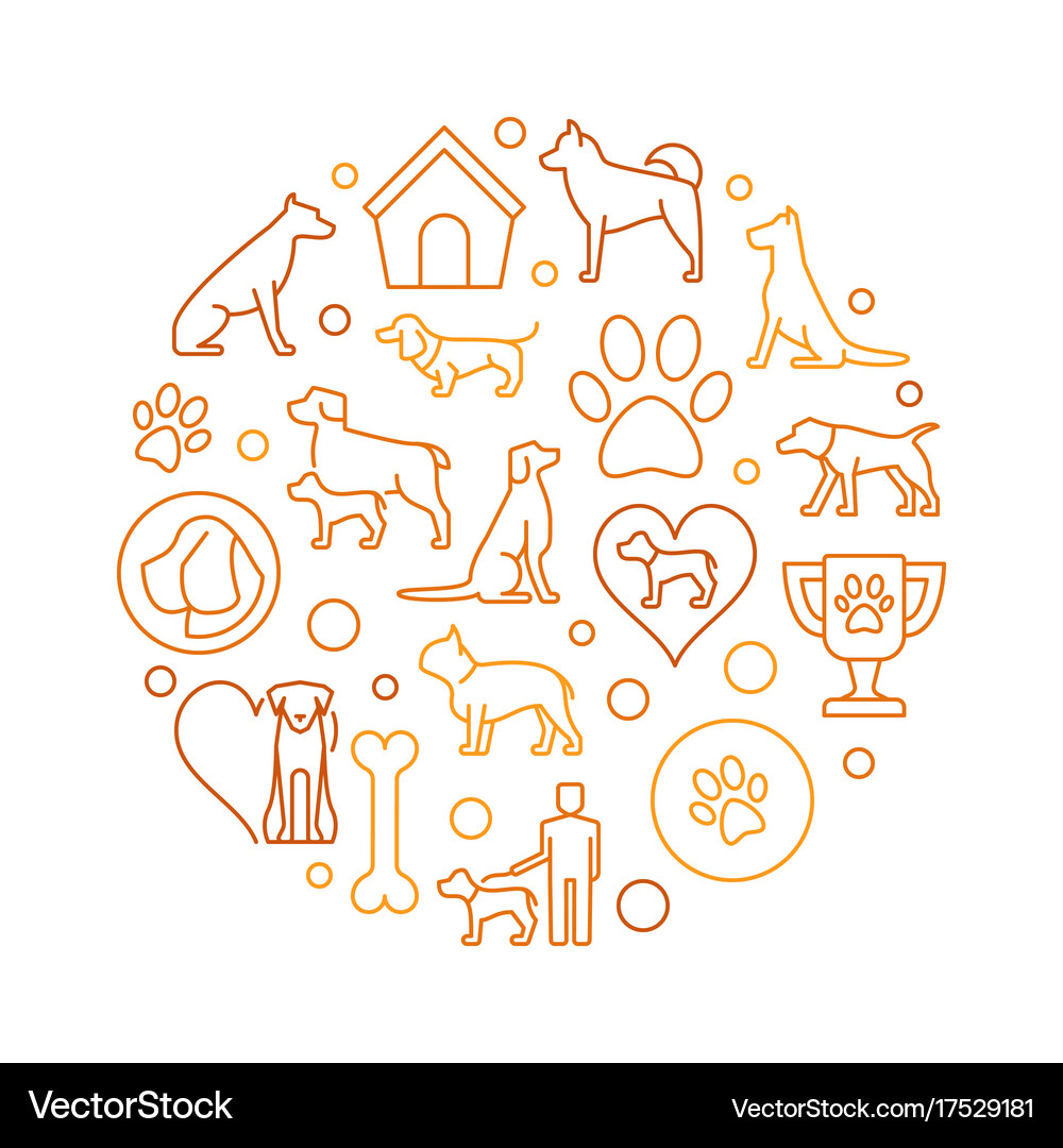 Dog Icon Set - Round Royalty Free Vector Image