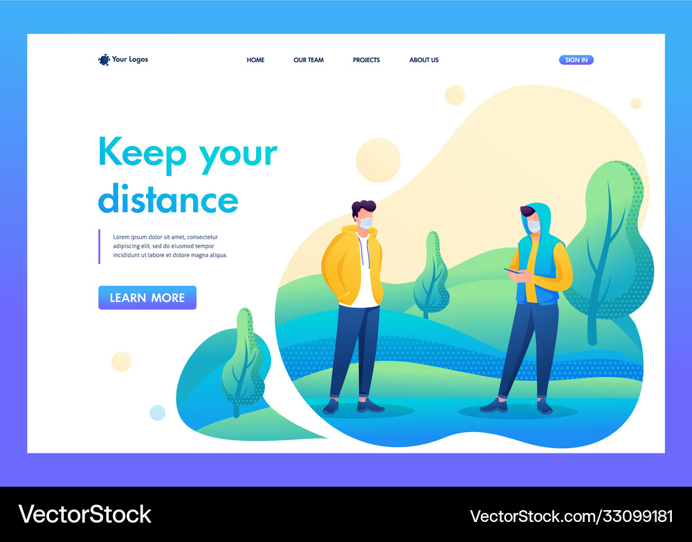 Man maintain a social distance during epidemic Vector Image