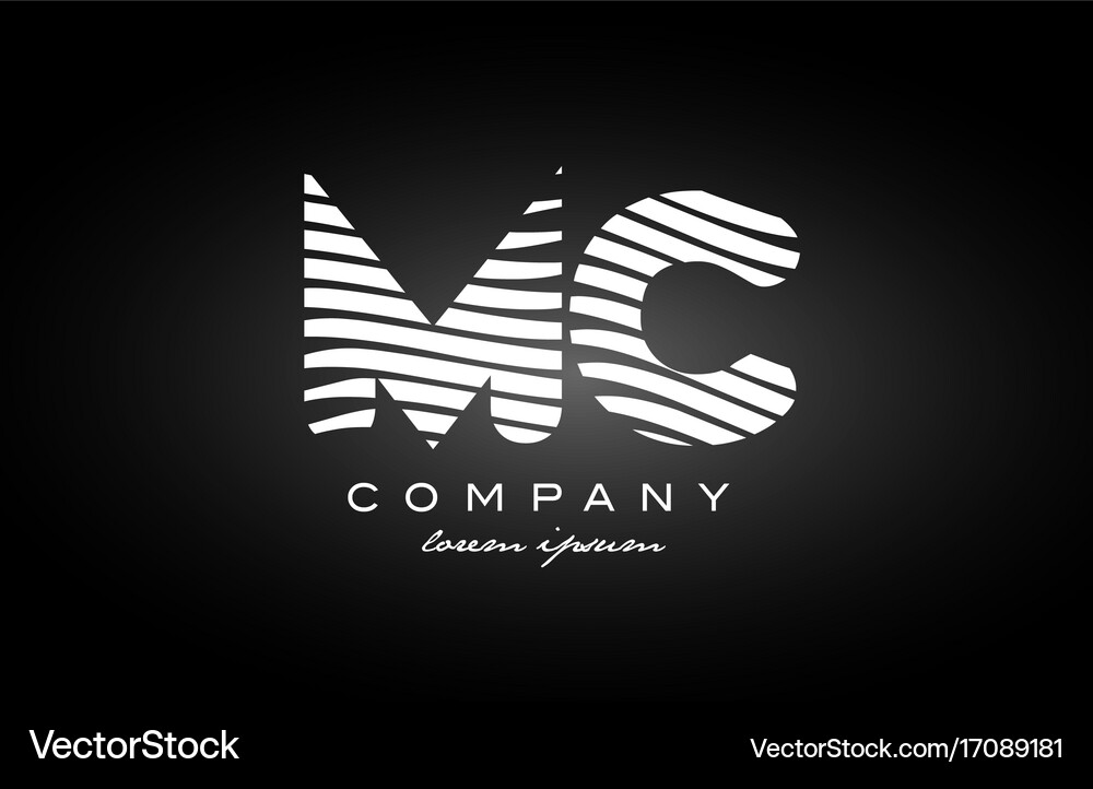 Mc m c letter alphabet logo black white icon Vector Image