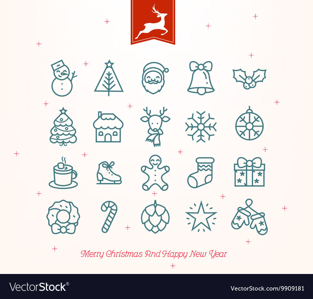 Merry Christmas Icon Set Royalty Free Vector Image