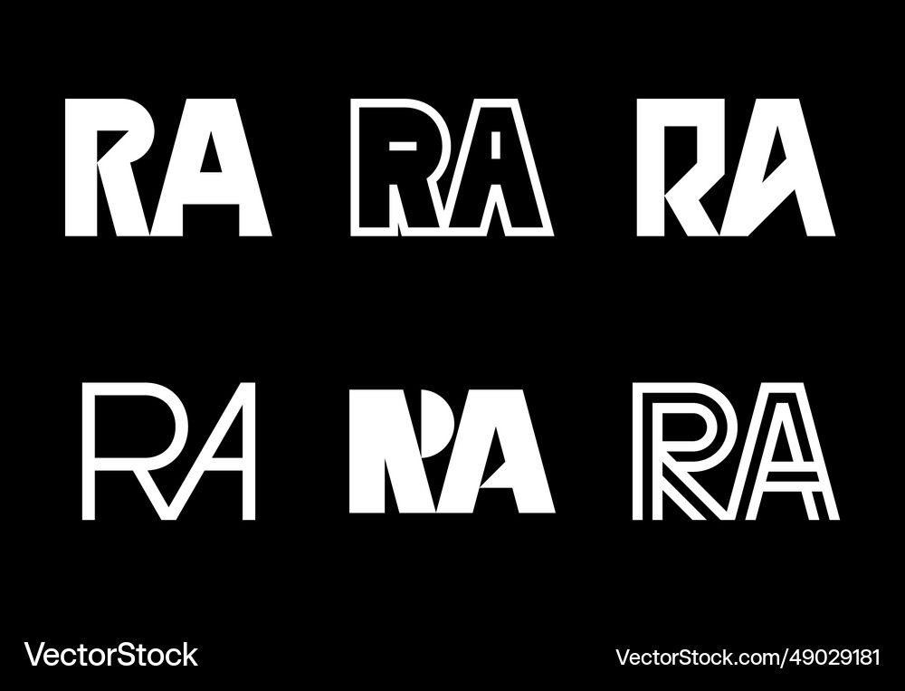 Set of letter ra logos Royalty Free Vector Image