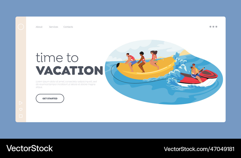 Time to vacation landing page template characters Vector Image