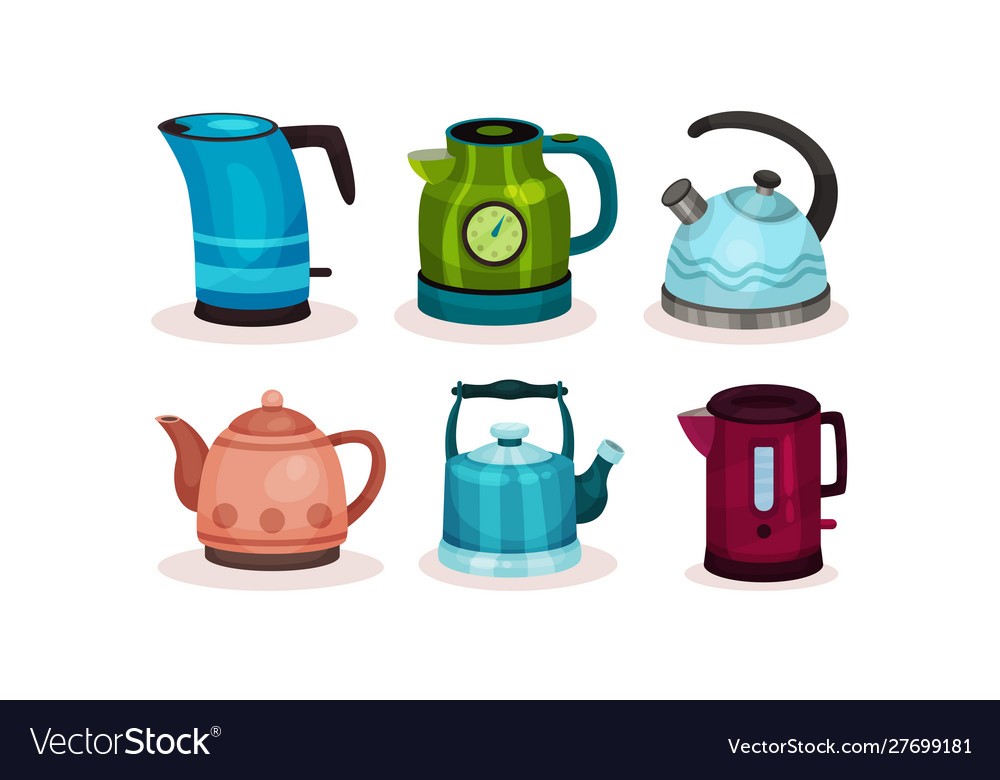 Various kettles set Royalty Free Vector Image - VectorStock