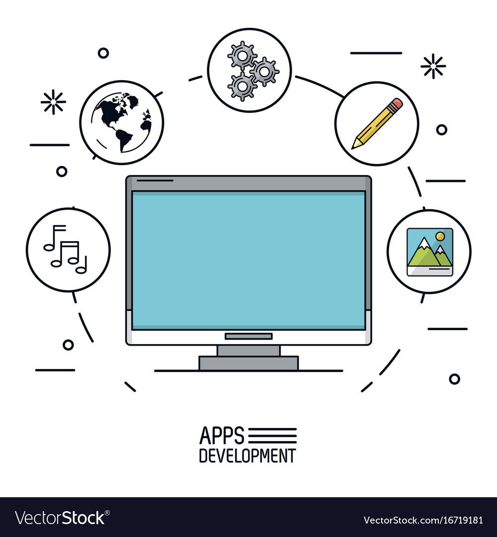 White background poster apps development Vector Image