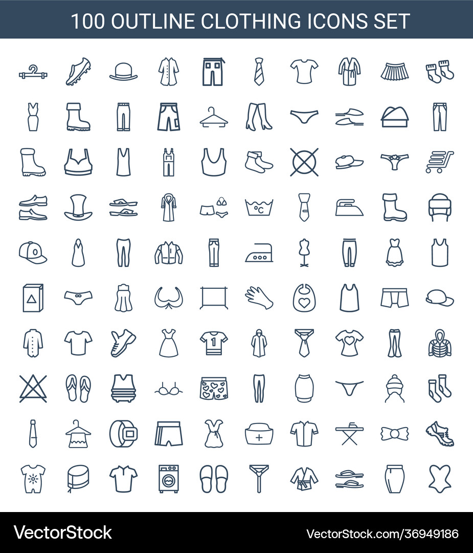 100 clothing icons Royalty Free Vector Image - VectorStock