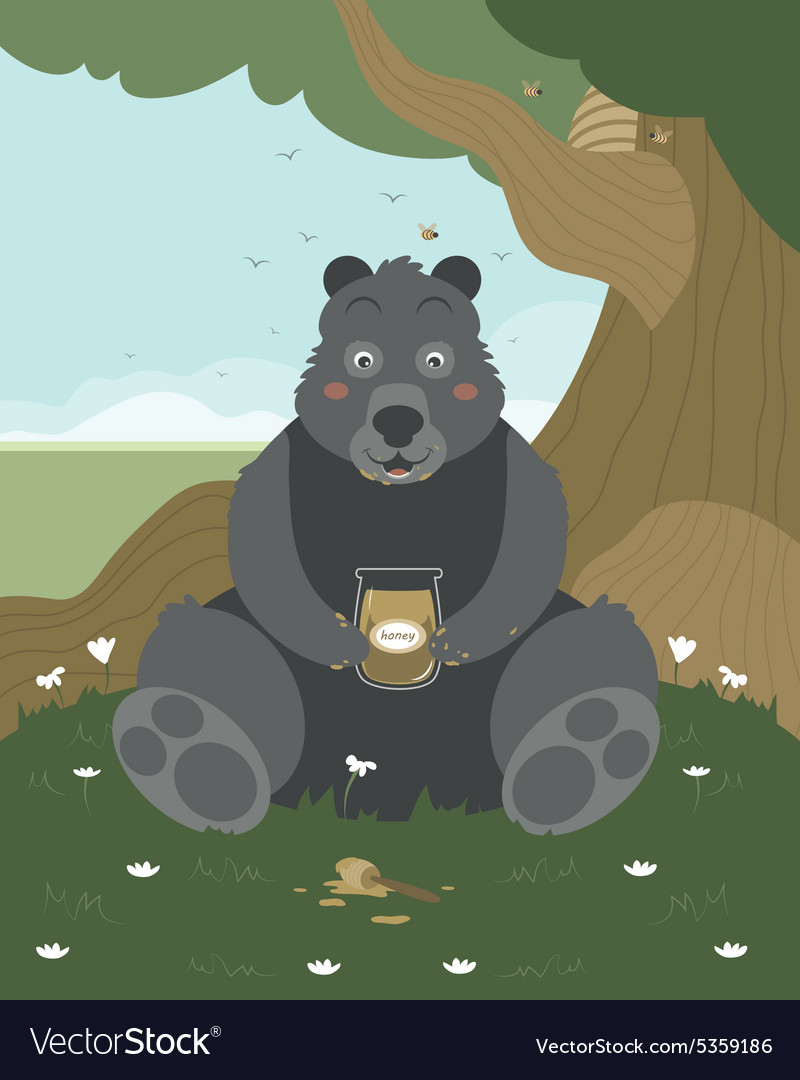 Bear with a jar of honey Royalty Free Vector Image