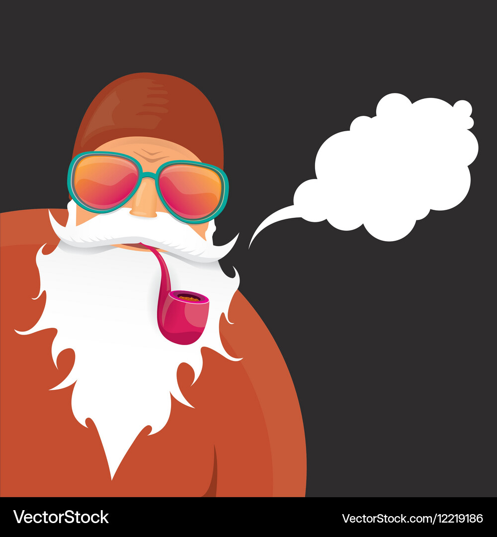 Biker santa claus with smoking pipe Royalty Free Vector