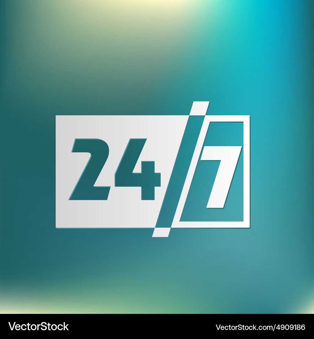 Character 24 7 open 24 hours a day and 7 days Vector Image