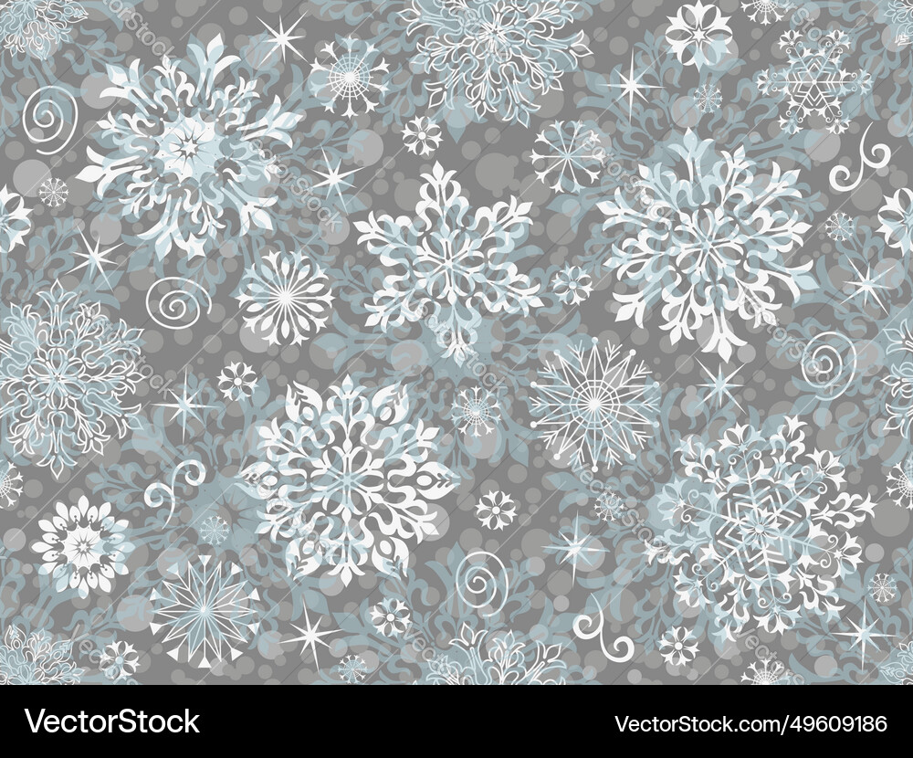 Christmas seamless pattern with vintage snowflakes
