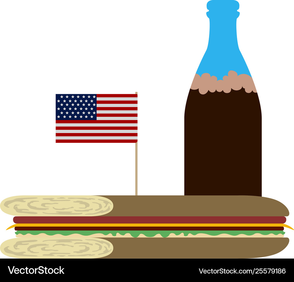 Combo a sandwich with bottle soda Royalty Free Vector Image