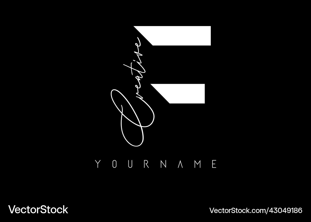 Creative f logo with cuts and handwritten text Vector Image